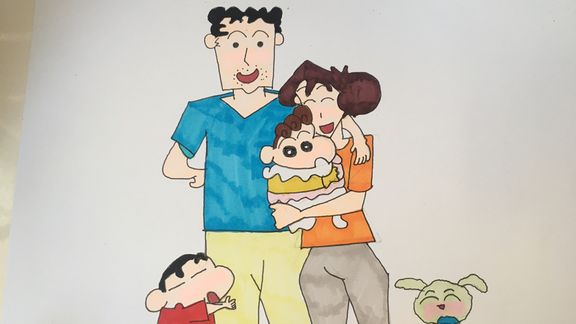 最爱的一部动画片,手绘蜡笔小新一家人,我不信你不喜欢。