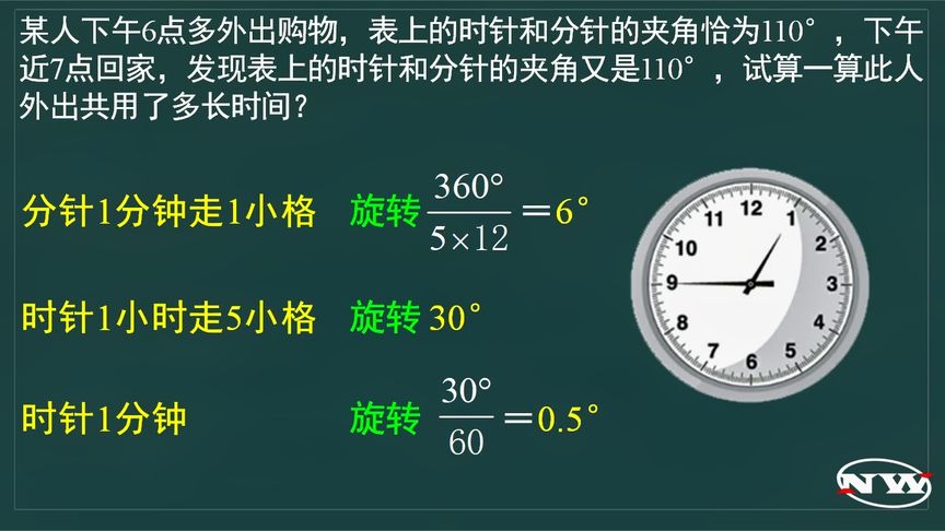 更新初中七年级上时钟旋转角行程追及问题路程差速度差一题多解