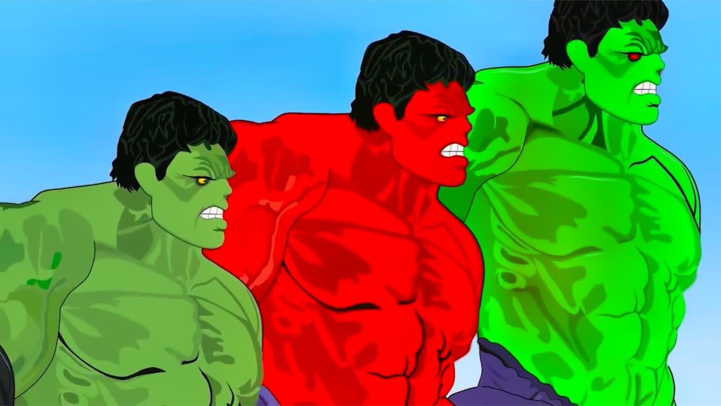 超级英雄动画,绿巨人钢铁侠蜘蛛侠打不过怪兽,只好请...
