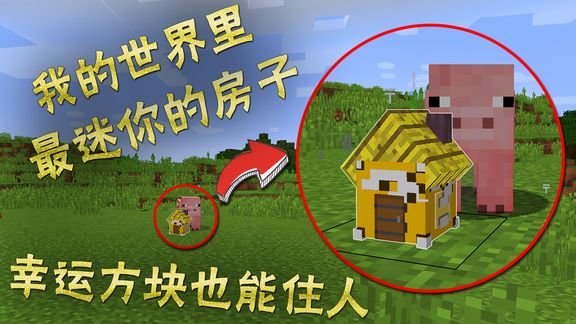 我的世界最小最迷你的房子!幸运方块!里面还能住人!小橙子姐姐