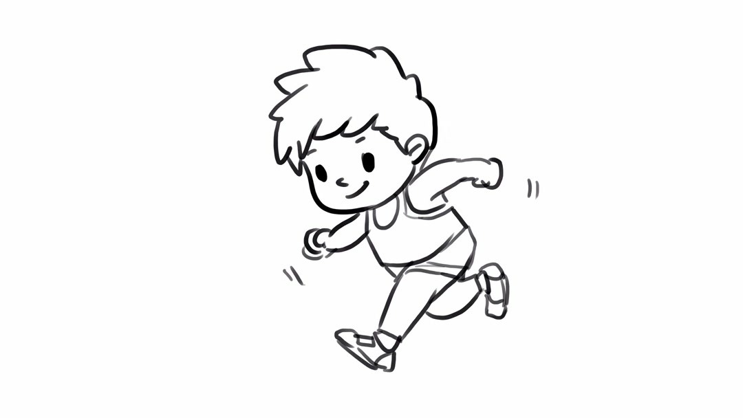 怎样画1个运动的小男孩?