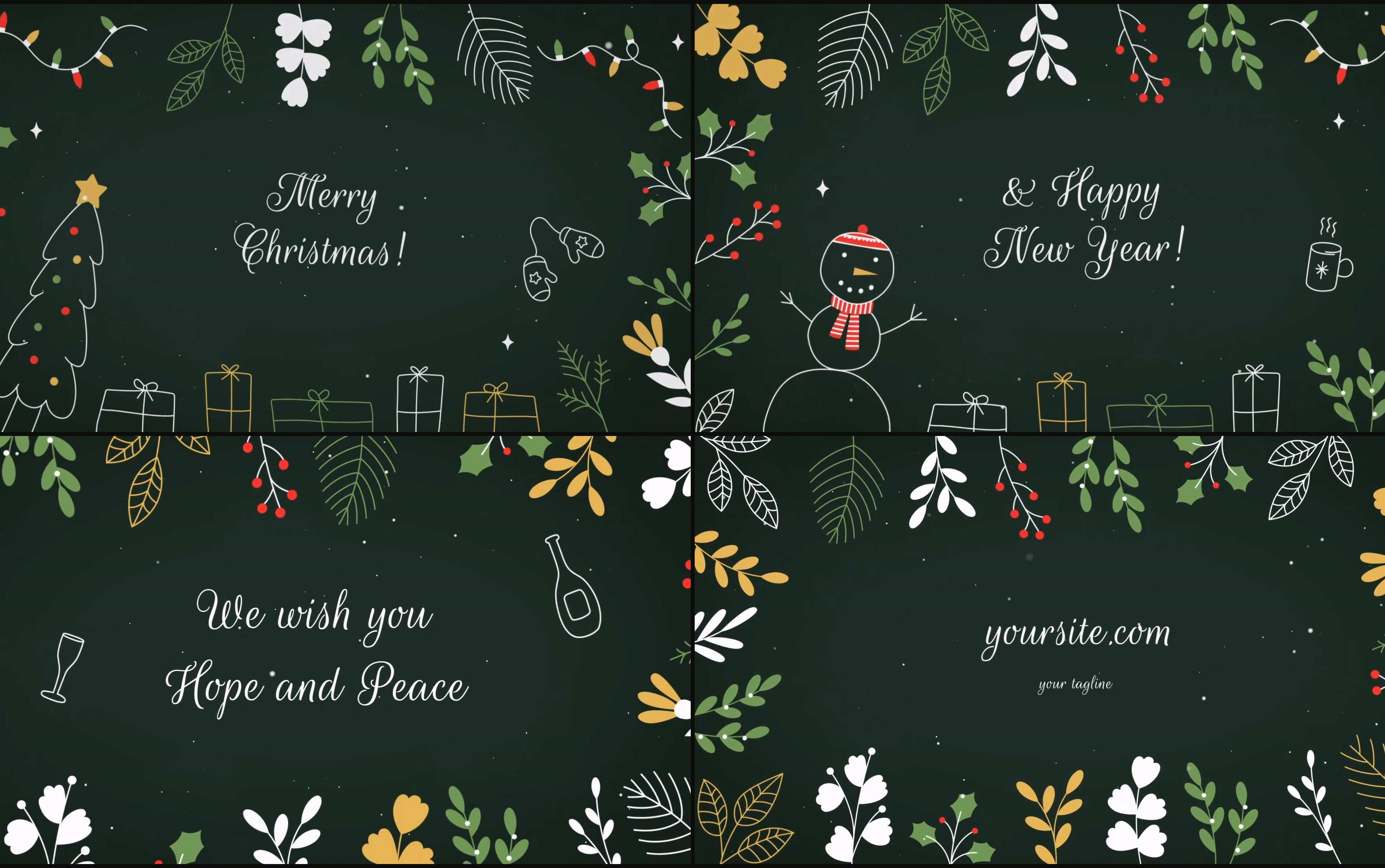 AE模板-圣诞节祝福视频圣诞节温馨祝福短片花草围绕效果