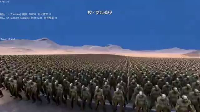 史诗战争模拟器:10000只丧尸来袭,500名现代士兵...