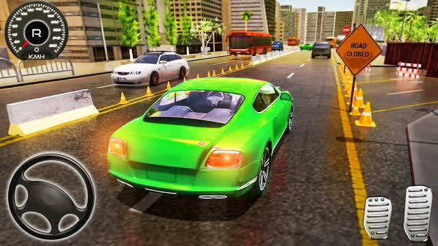 卡通城市道路模拟驾驶轿车小游戏
