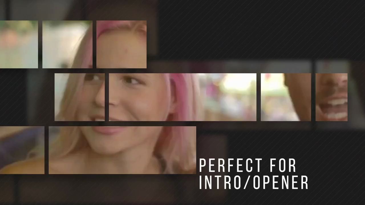 Pr矩形遮罩片头模板 16层61秒时尚大气励志 Pr模板片头