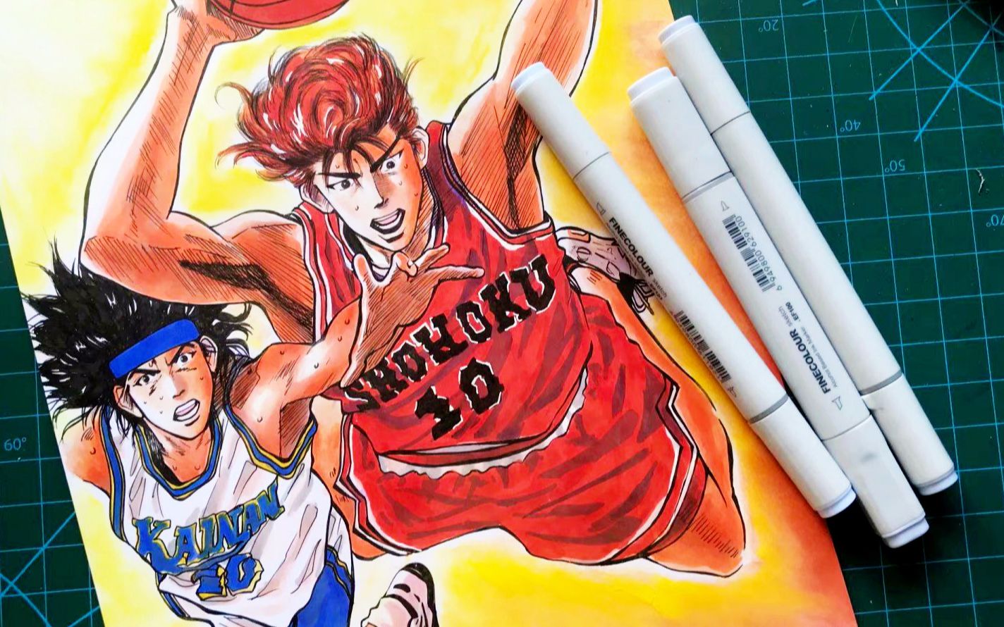 【手绘】天才樱木花道来了(不小心把脸画歪了- -)(马克笔)