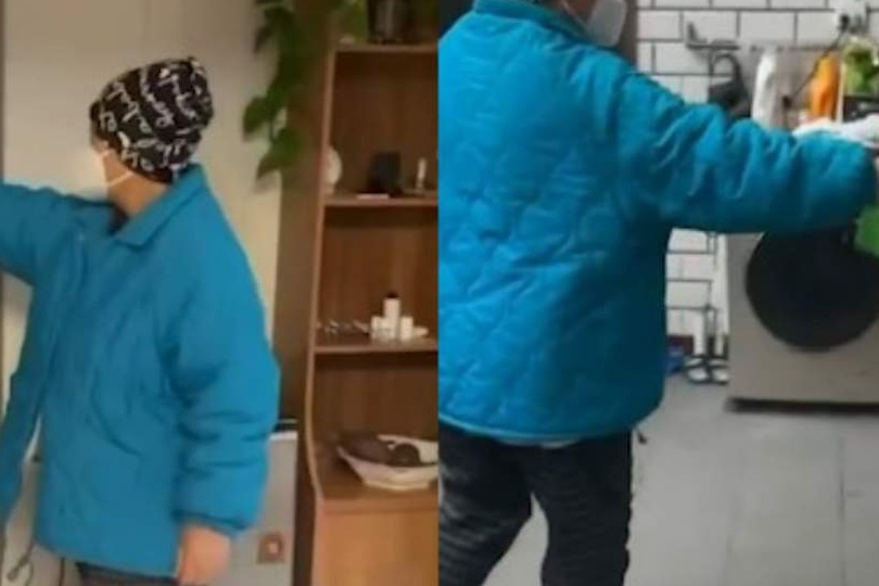 反应太快!男生在家咳嗽两声后,爸妈测体温喷酒精无死角消毒