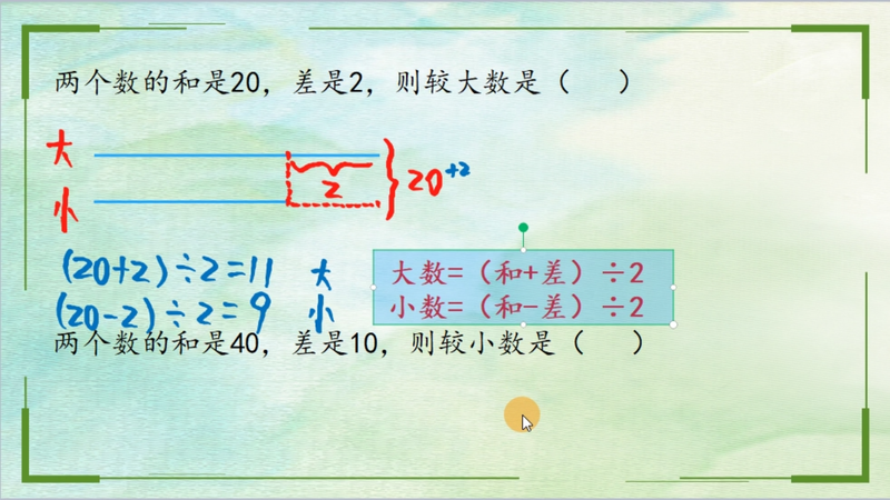 画图理解和差问题,比机械的记忆公式要强多了,当然公式也是必须