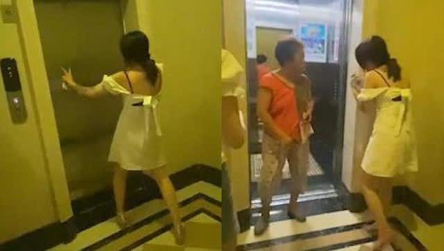 女子"施法"徒手开电梯门,开门瞬间老奶奶差点被"吓走"