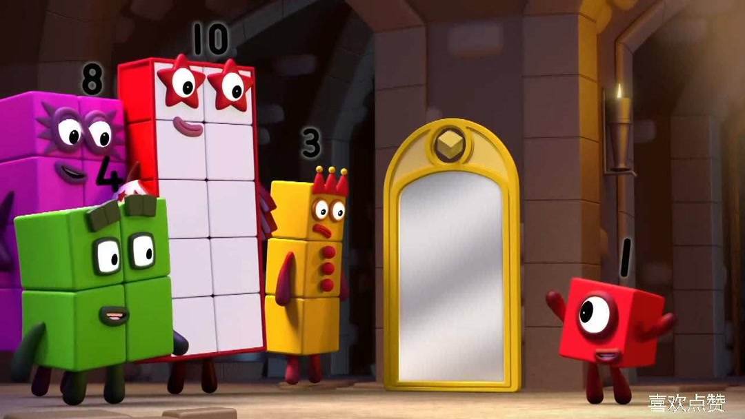 数字积木动画:5哥牵起风筝 鸟儿在后飞舞 无拘无束