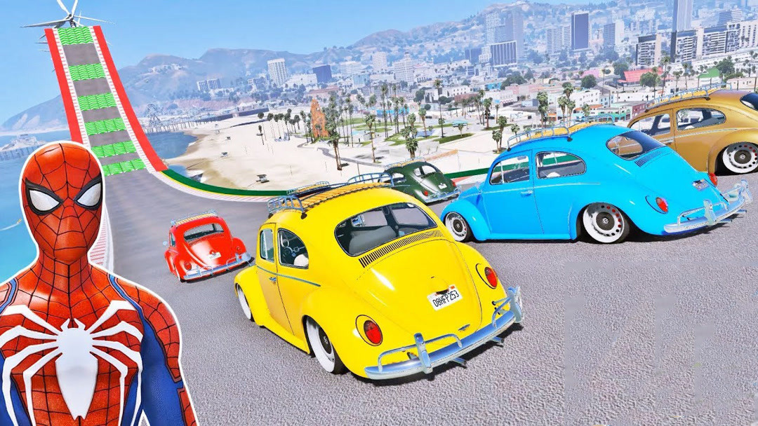 游戏时光!蜘蛛侠开车飞跃!蜘蛛侠好厉害呀!