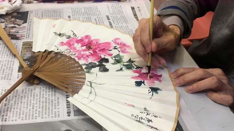 水墨花鸟画牡丹大写意扇面画法一探究竟