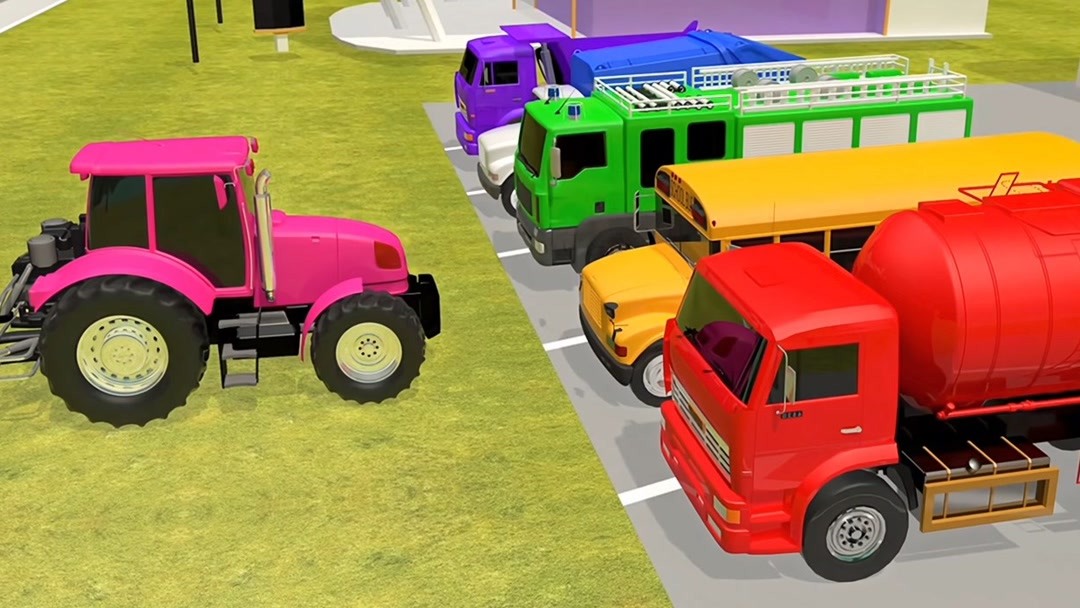 各种运输汽车教会宝宝学习颜色启蒙动画