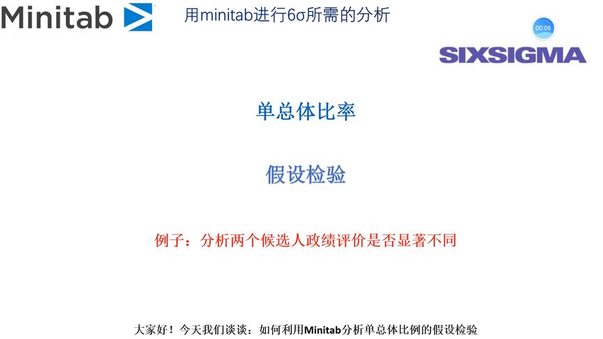 分析:单个总体比例的假设检验:用Minitab实现6σ分析