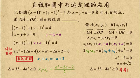 直线和圆中韦达定理的应用