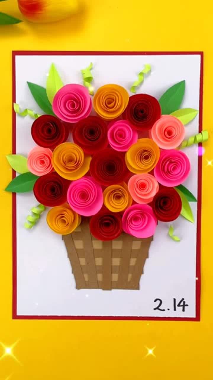 简单又漂亮的,立体花花贺卡!幼儿手工 亲子 