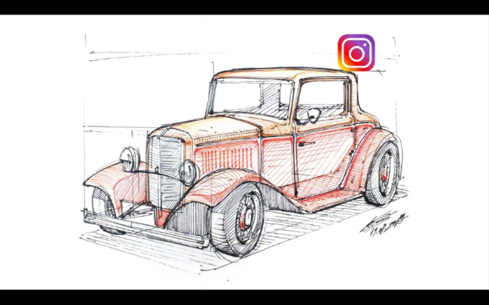 [跟着大神一起画] Robert Kiss 产品手绘汽车手绘工业设计产品设计草图...