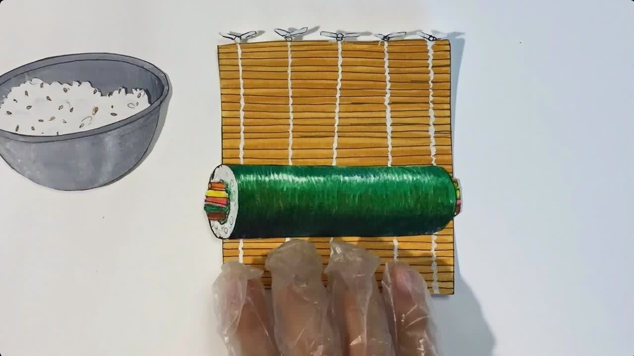 手绘定格动画:制作美味的寿司,一看就会!