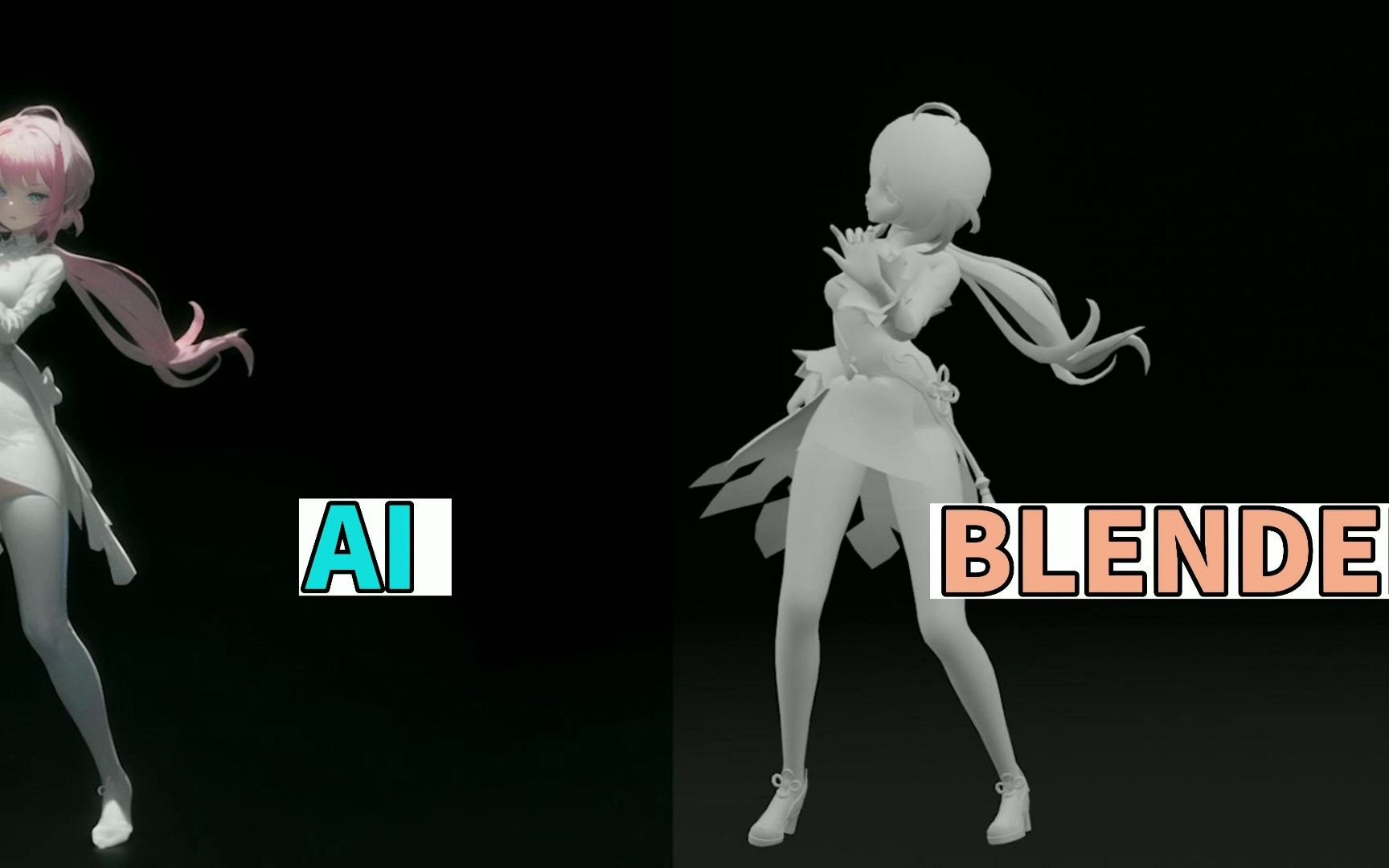 AI动画测试,结合BLENDER白模制作