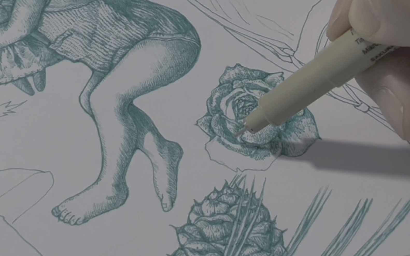 针管笔原创手绘插画过程