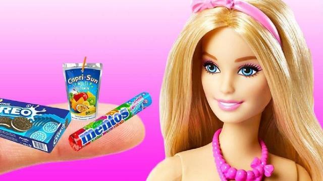 手工制作芭比日常小用品,美味的糖果、饼干还有饮料