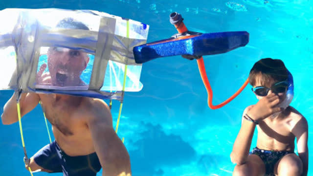 老外自制水下呼吸管下水,网友:出点意外神仙来了都没办法!