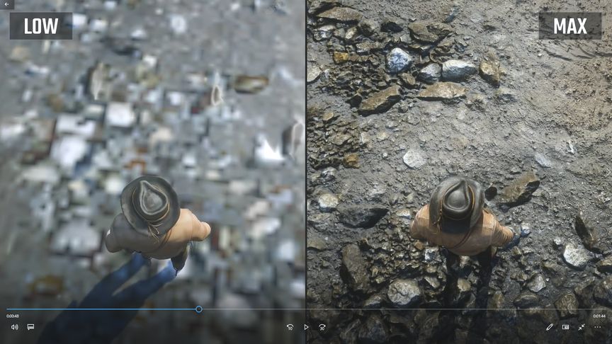 荒野大镖客2 最低画质vs最高画质 60帧 超爽