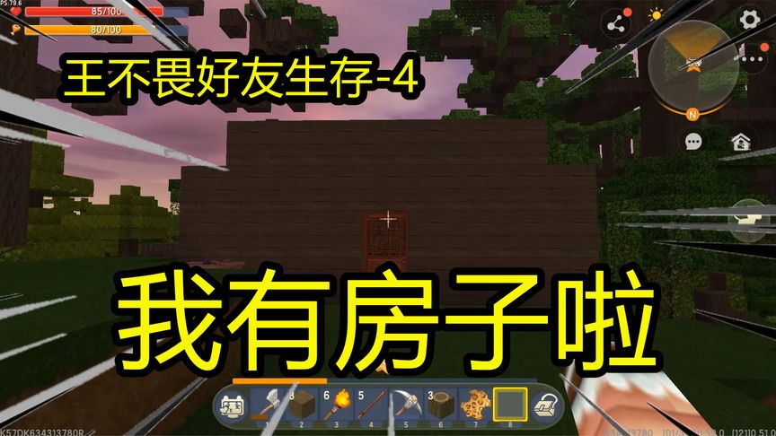 迷你世界雨林冒险 王不畏好友生存-4 王不畏做了个房子