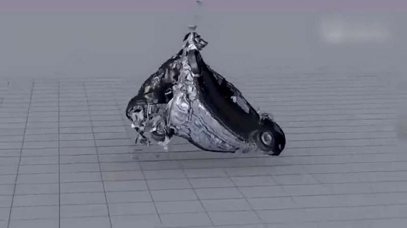 动画模拟汽车撞击物体过程,现在的科技真先进!