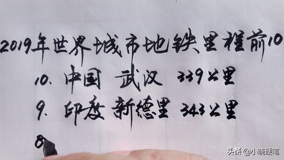 2019年世界城市地铁里程前10