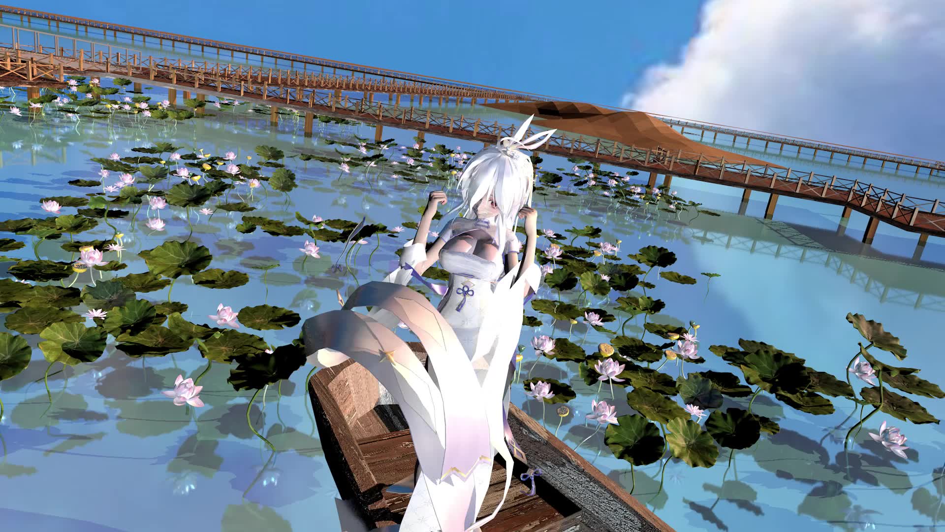 c4d mmd 舞蹈 中国风 荷花 池塘