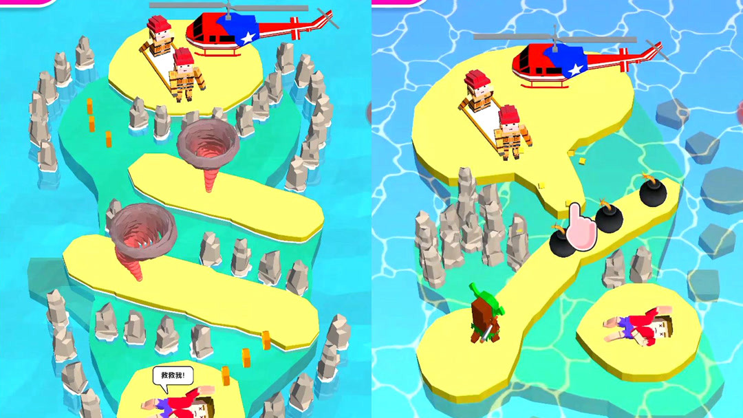 救援模拟器:救援队机智的解开障碍,解救受伤的大叔