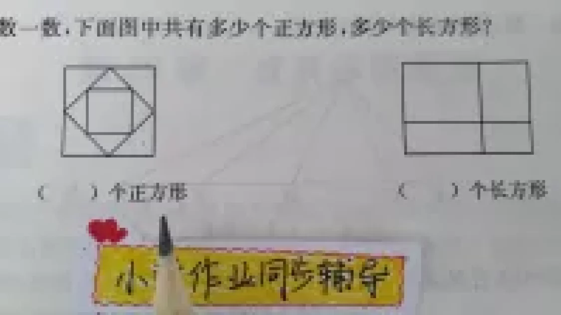 二年级数学题,数一数下面图中共有多少个正方形,多少个长方形?