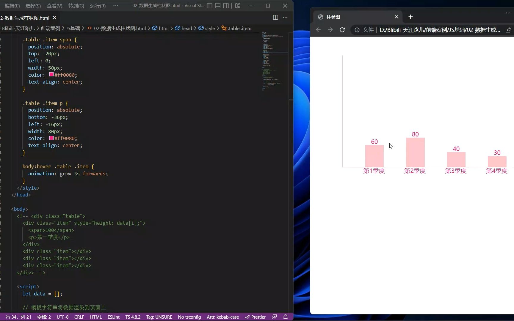 前端案例-数据生成动态柱状图