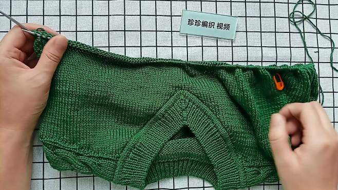 V领马鞍肩毛衣编织视频正身和袖子编织 从上往下编织毛衣适合新手