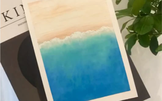 【油画棒·海浪】油画棒|对新手很有好的简约ins风海浪视频教程～