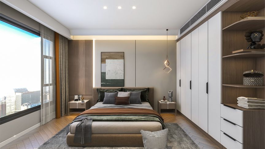 现代简约卧室装修设计效果图#酷家乐#无主灯#现代风格#主卧