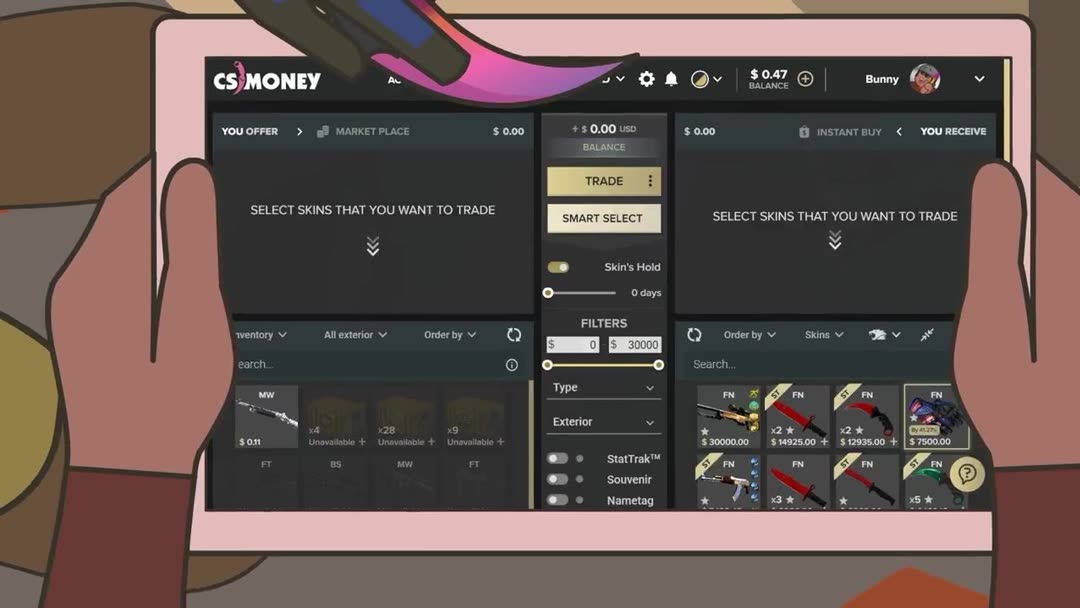 ...用csmoney进行皮肤交换和交易,记得看完完整版视频哟!有惊喜! #csgo