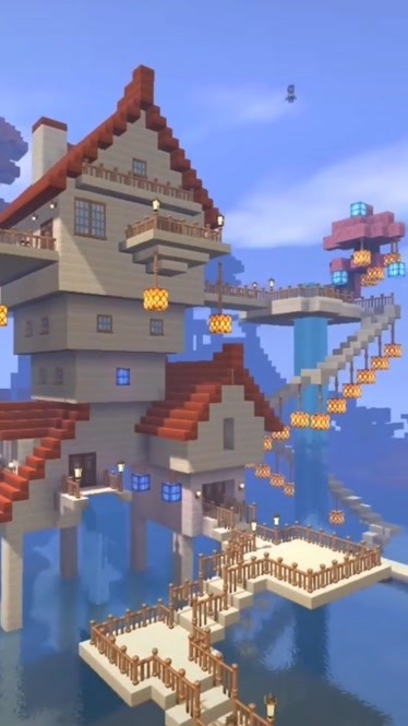 迷你世界速建海上生存别墅,好漂亮的样子!