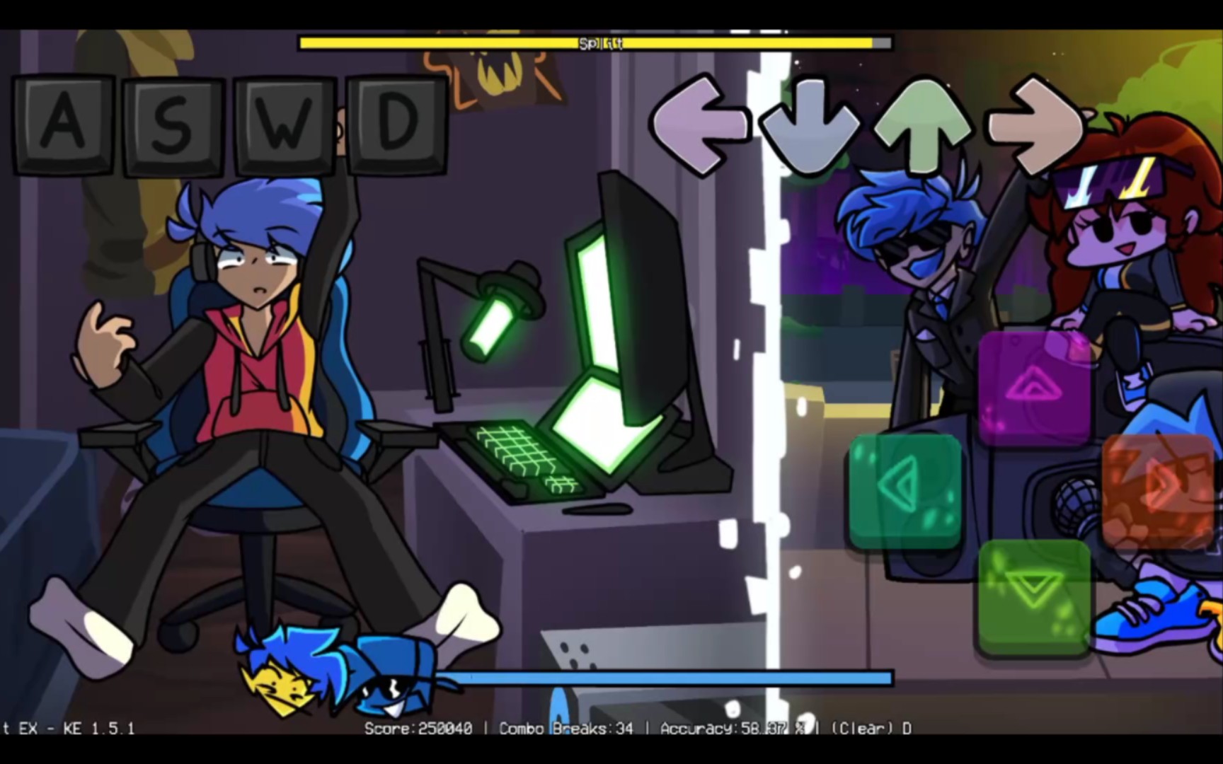 FNFbob兄弟模组第三阶段EX模式终于用十字键通关了,不容易呀!