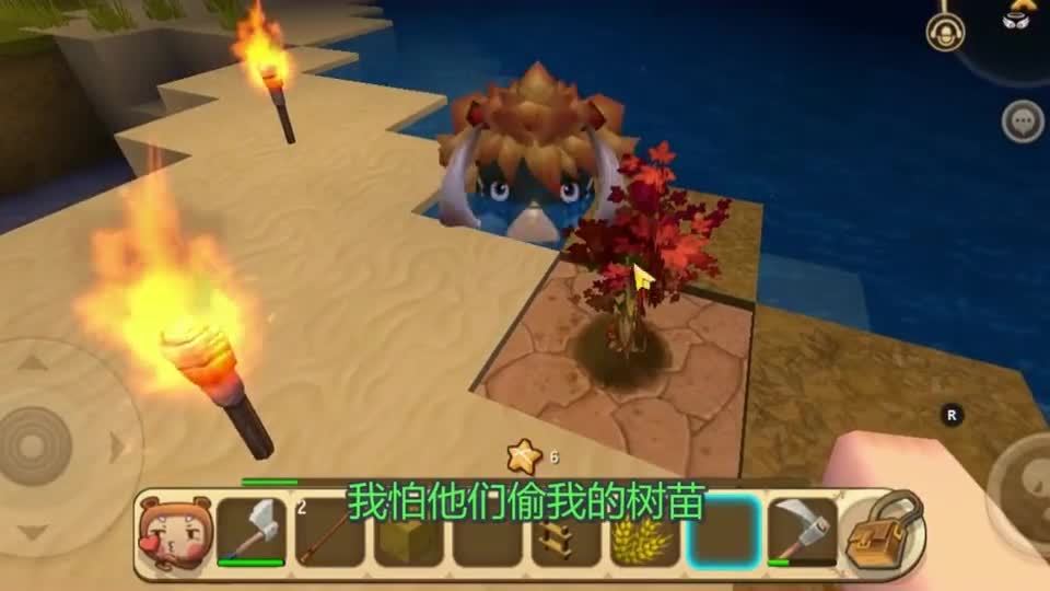 迷你世界:二狗子把怪物给驯服了,让怪物趴在水坑里看树苗