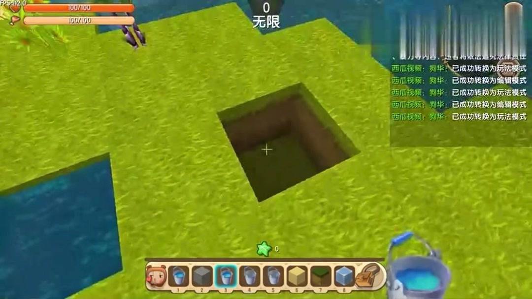 迷你世界:制作喷泉教程,无限取水一百桶,再也不用跑去湖边装水