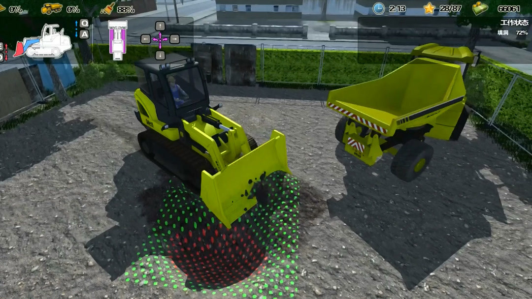 模拟挖掘机表演 工程车视频出动两辆车填洞游戏