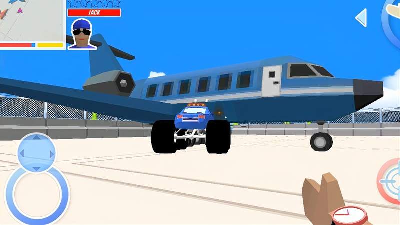 沙盒趣味模拟器 大脚车直接把骑士带到机场,那就开飞机上天喽!