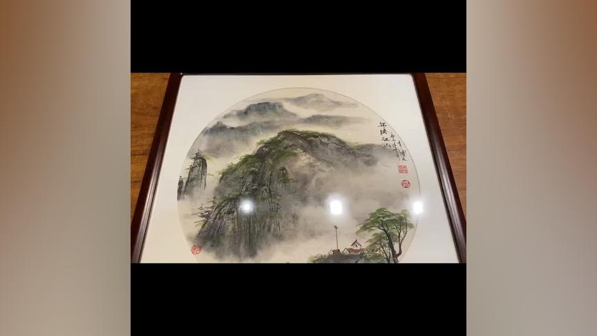 #国画山水 #水墨写意 锦绣江山ߑ�装60实木框已发出✈️#想画就画