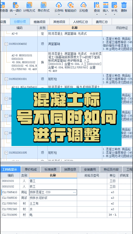 混凝土标号不同时如何进行调整