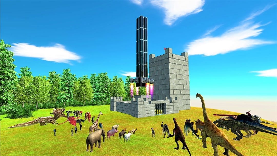 动物战争模拟器:一起观看火箭发射过程,所有的动物都集合了!