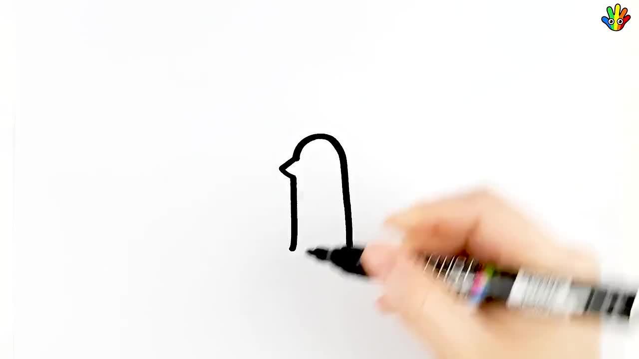 2分钟画一只简单又漂亮的七彩孔雀 宝宝一看就会 #儿童简笔画 #简笔...