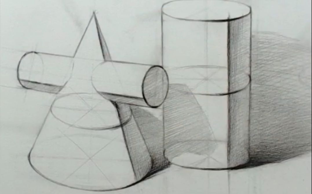 【素描教学】零基础素描教学,几何体起形的画法