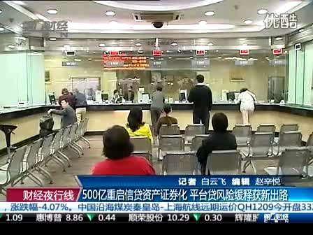 信贷资产证券化正式重启 释放500亿资金解渴银行融资[财经夜行线]